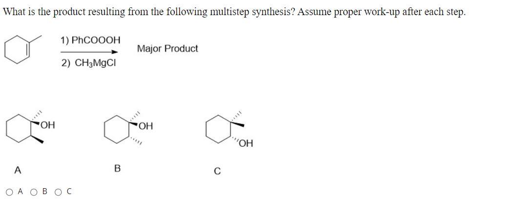 Solved Select the correct product for the following | Chegg.com