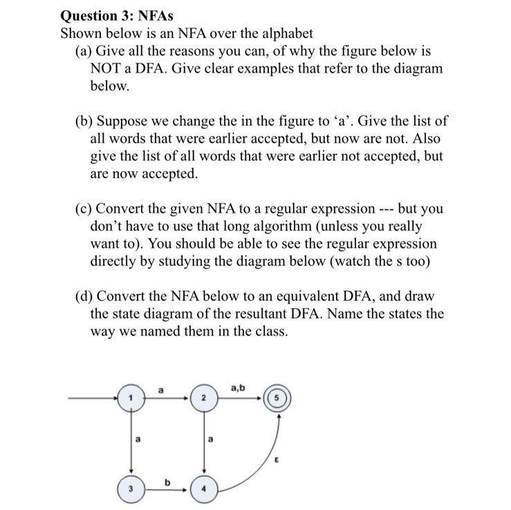 Solved Question 3: NFAS Shown below is an NFA over the | Chegg.com