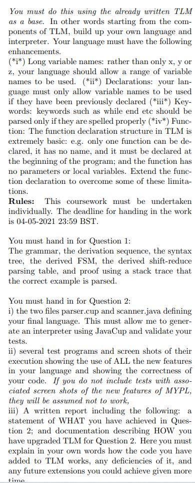 INTRODUCTION: JavaCup is a parser-generator, and | Chegg.com