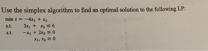 Solved Use the simplex algorithm to find an optimal solution | Chegg.com