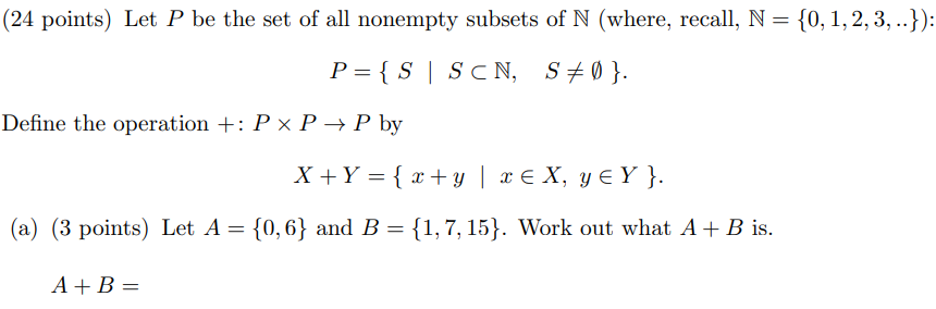 Solved (24 points) Let P be the set of all nonempty subsets | Chegg.com
