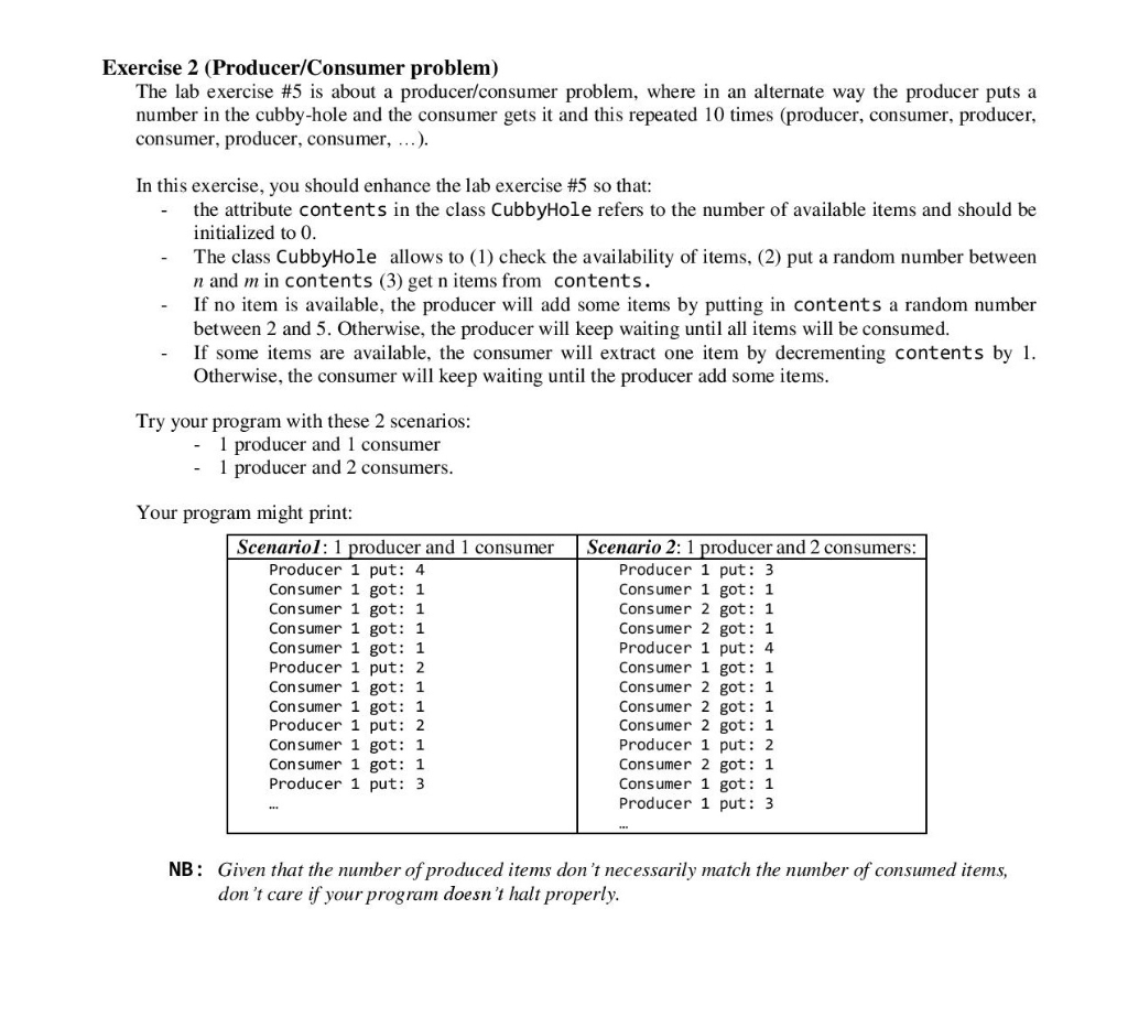 Solved Exercise 2 Producer Consumer Problem The Lab
