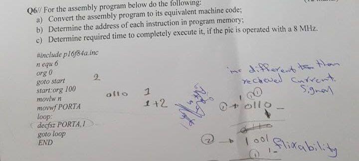Solved Q6// For the assembly program below do the following: | Chegg.com