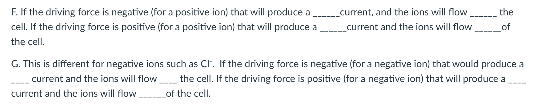 Solved the F. If the driving force is negative (for a | Chegg.com