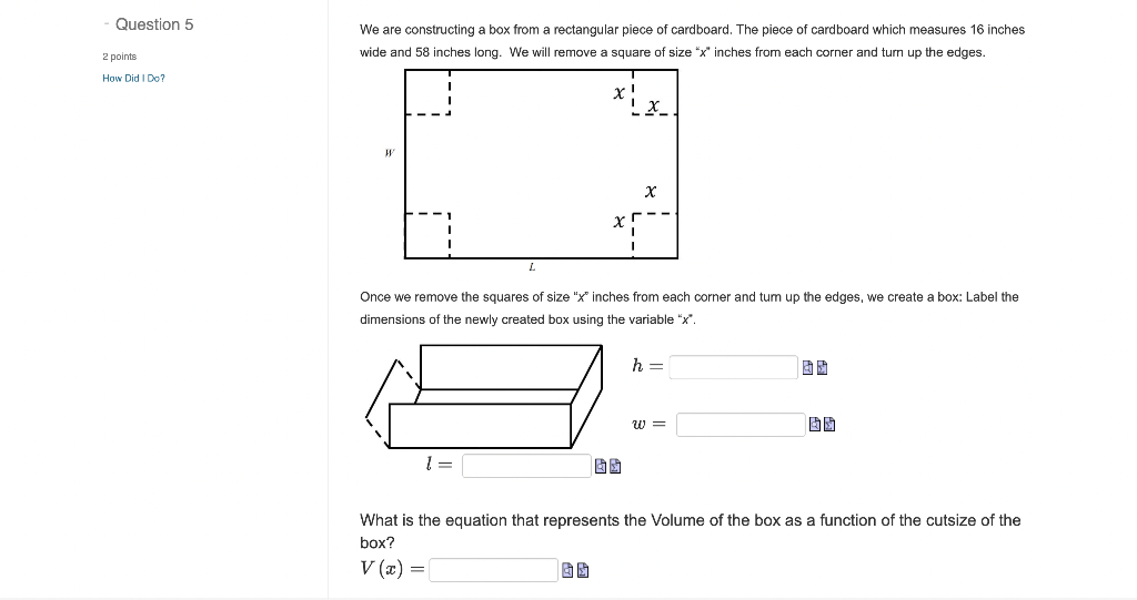 Solved We are constructing a box from a rectangular piece of | Chegg.com