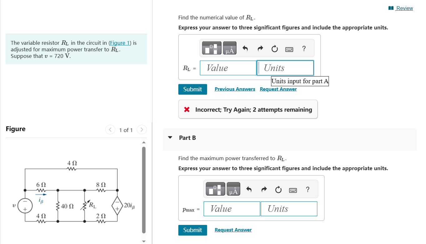 Solved Find the numerical value of RL. Express your answer | Chegg.com