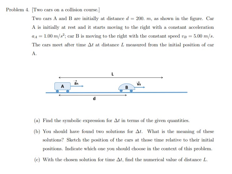 Solved Problem 4. [Two cars on a collision course.]Two cars | Chegg.com