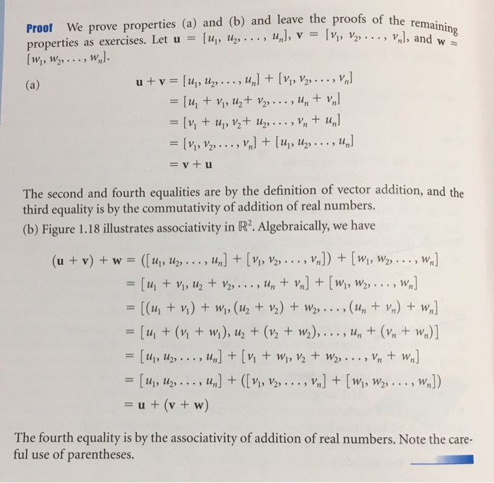 Solved 1.1 gebraic Properties of Vectors in RT Let u, v, and | Chegg.com