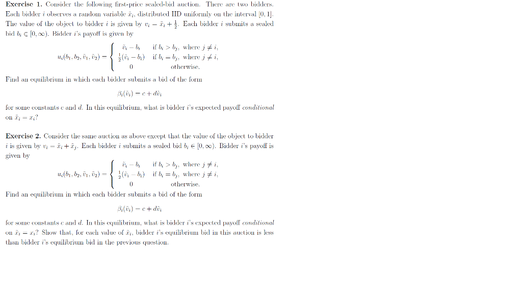 For Exercise 2, This is an Advanced game theory | Chegg.com