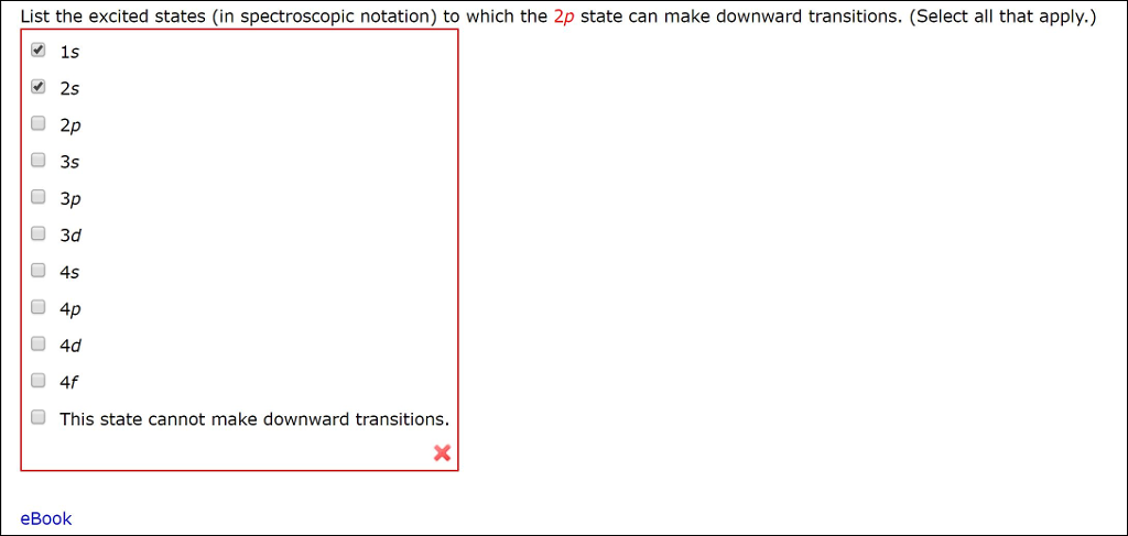 Solved List The Excited States In Spectroscopic Notation