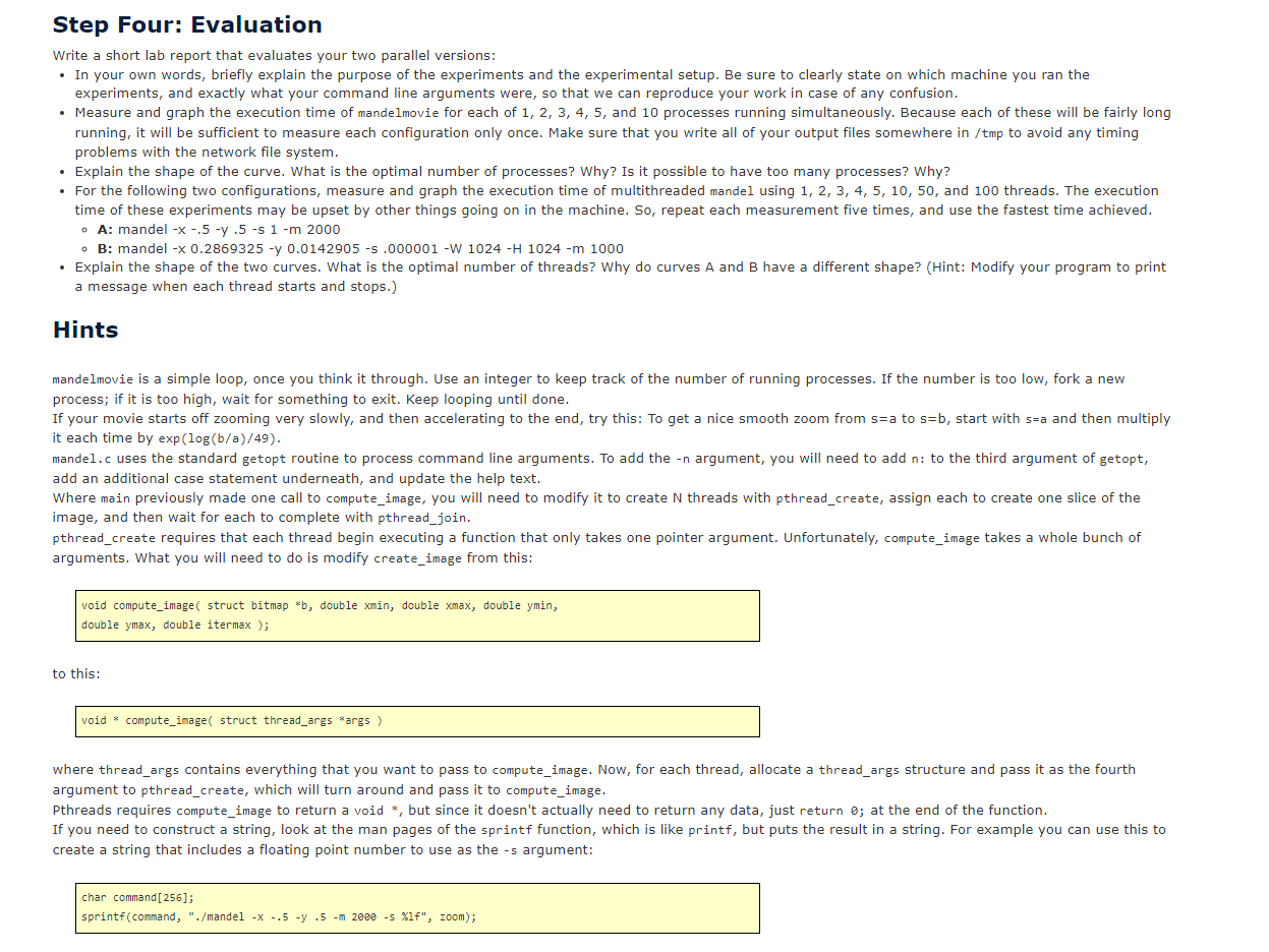 Parallel Programming multiple threads. Step One: Find | Chegg.com