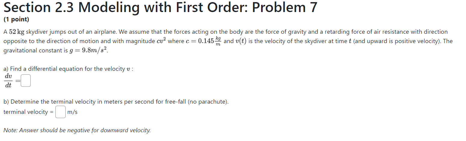 Solved Section 2 3 Modeling With First Order Problem 7 1