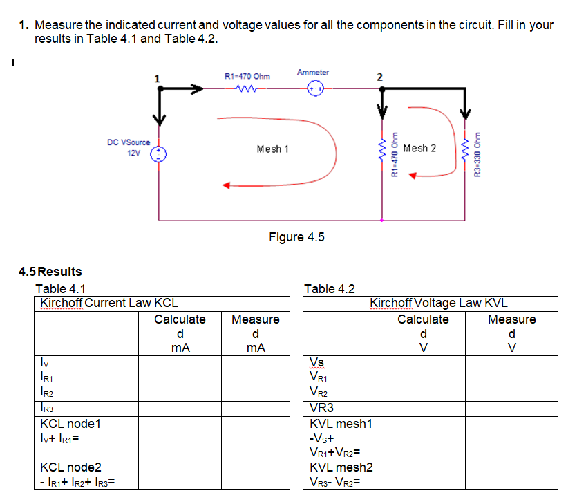 Solved 1. Measure the indicated current and voltage values | Chegg.com