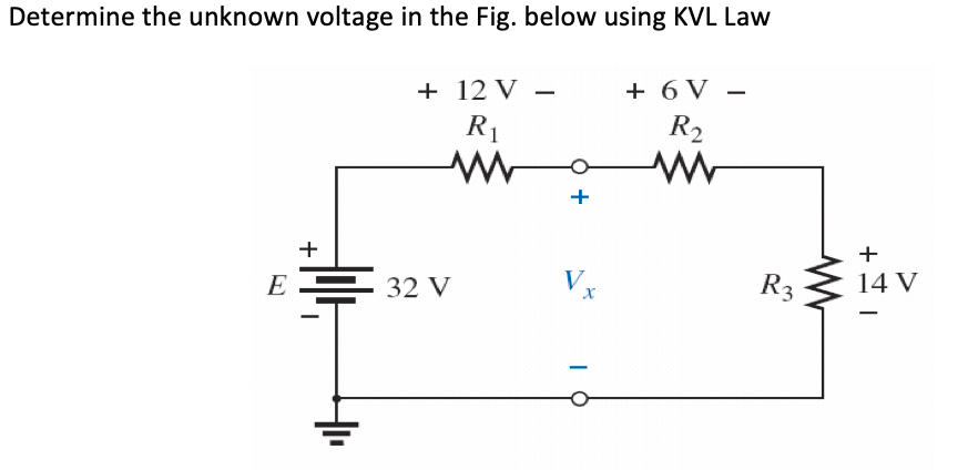 Solved Determine the unknown voltage in the Fig. below using | Chegg.com