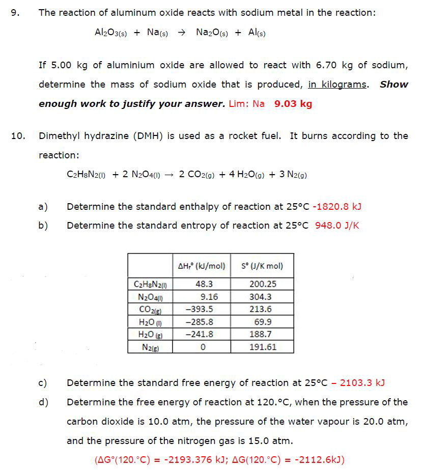 Solved 9. The reaction of aluminum oxide reacts with sodium | Chegg.com