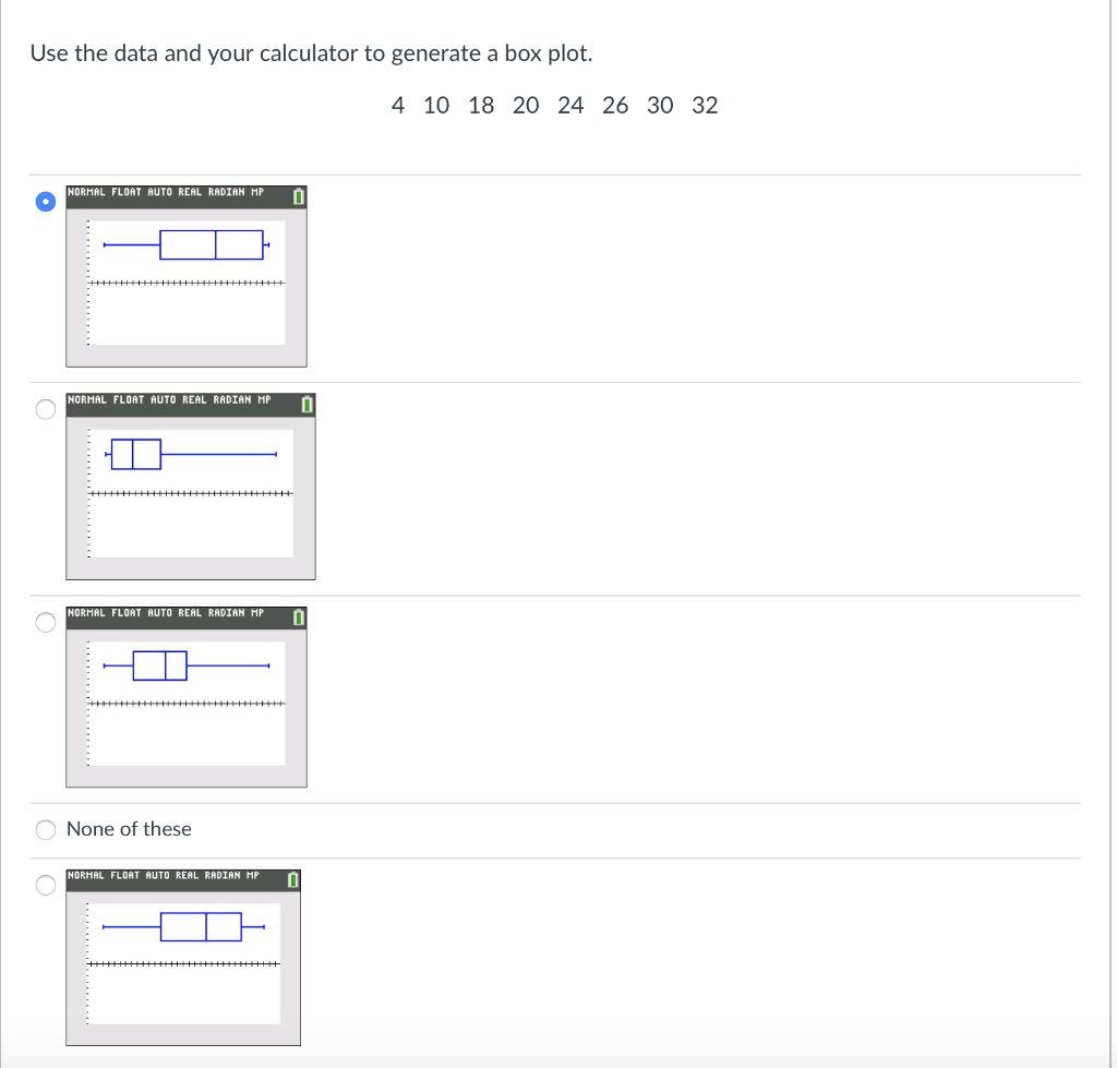 Solved Use the data and your calculator to generate a box | Chegg.com