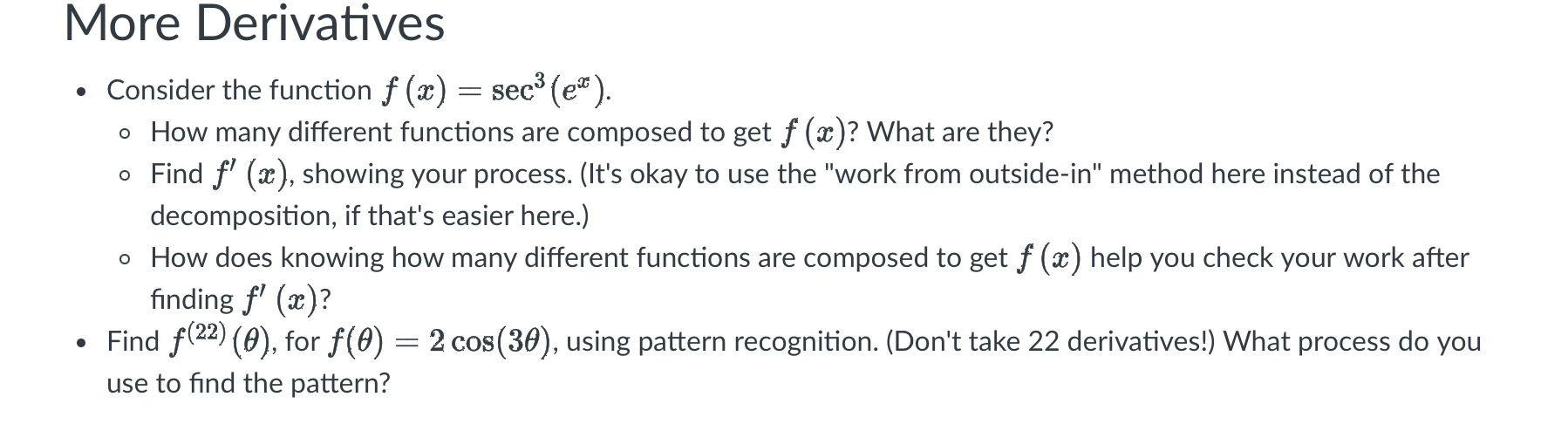 Solved - Consider the function f(x)=sec3(ex). - How many | Chegg.com