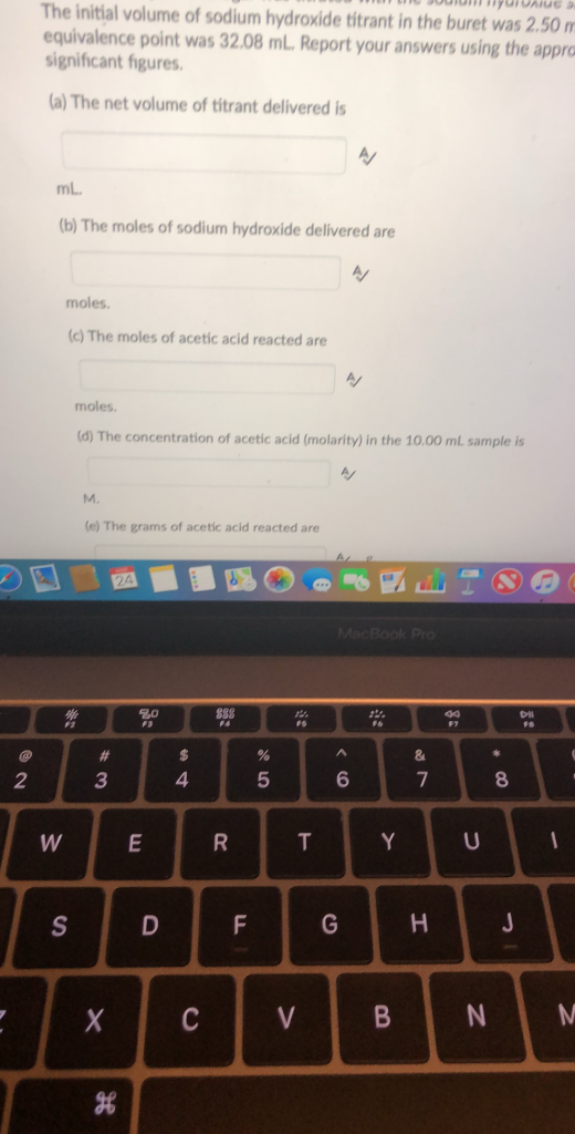 Solved The initial volume of sodium hydroxide titrant in the | Chegg.com