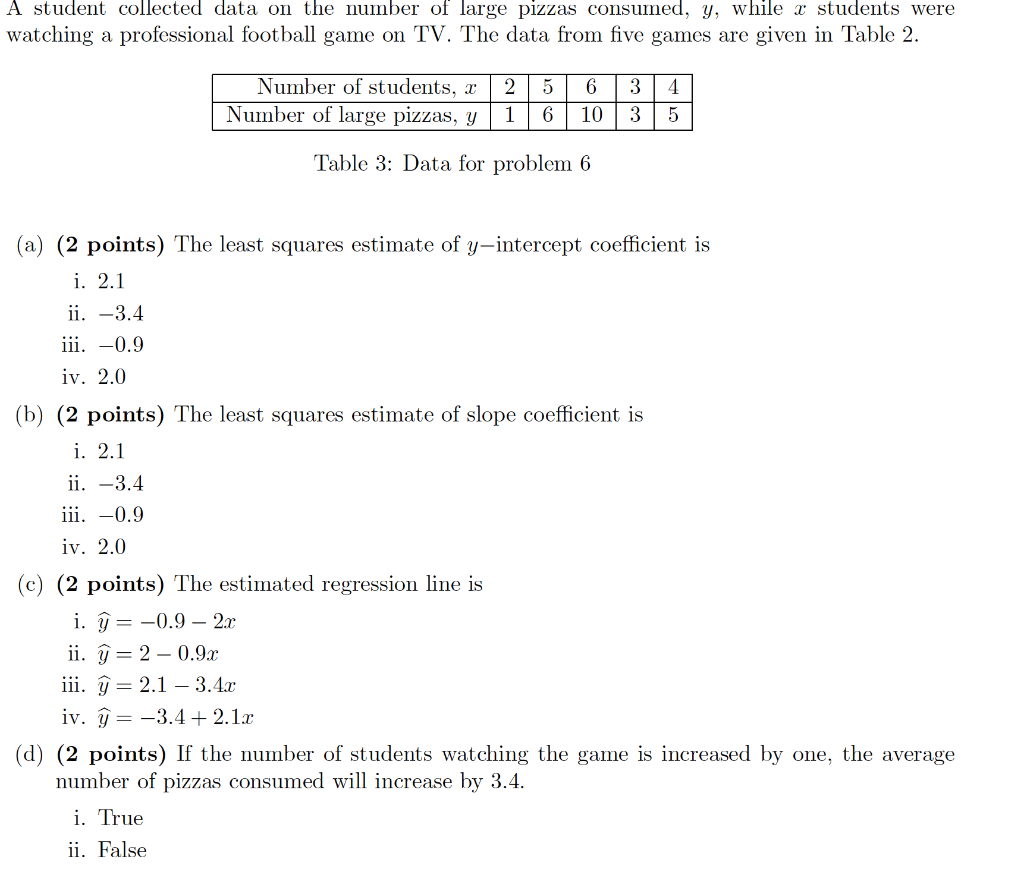 Solved A student collected data on the number of large | Chegg.com