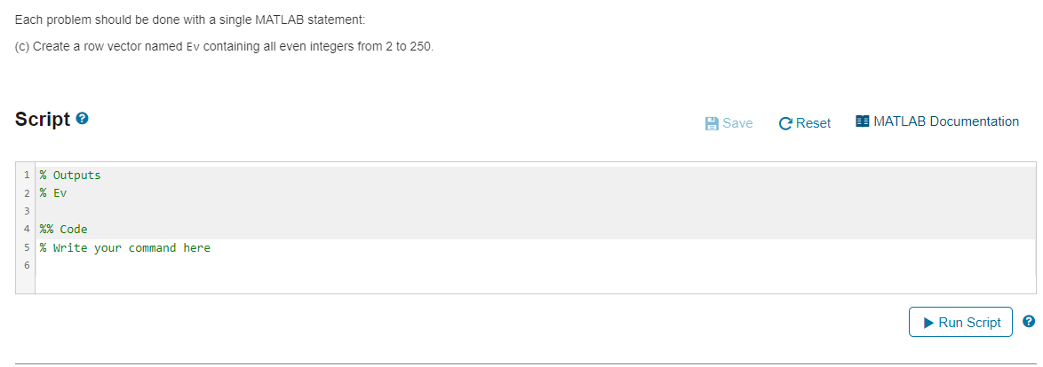 Solved Each problem should be done with a single MATLAB | Chegg.com