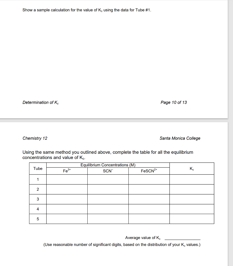 Solved Initial Concentrations of Fe3+ and SCN-in Unknown | Chegg.com