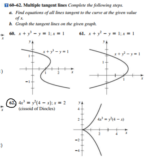 Solved T 60-62. Multiple tangent lines Complete the | Chegg.com