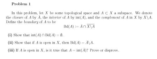 Solved In this problem, let X be some topological space and | Chegg.com