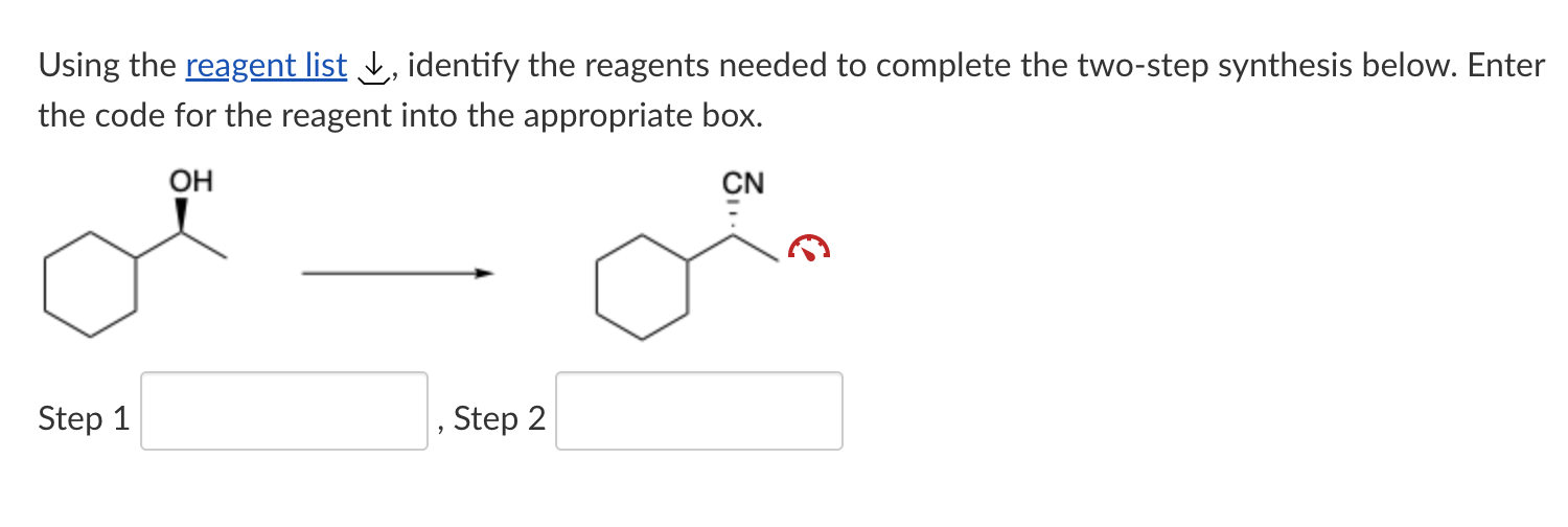 Using the reagent list, identify the reagents needed | Chegg.com