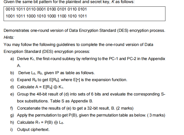 Solved Given the same bit pattern for the plaintext and | Chegg.com