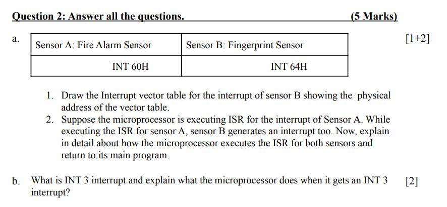 Solved Question 2: Answer all the questions. (5 Marks) a. 1. | Chegg.com