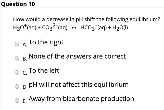 Solved Question 10 How would a decrease in pH shift the | Chegg.com
