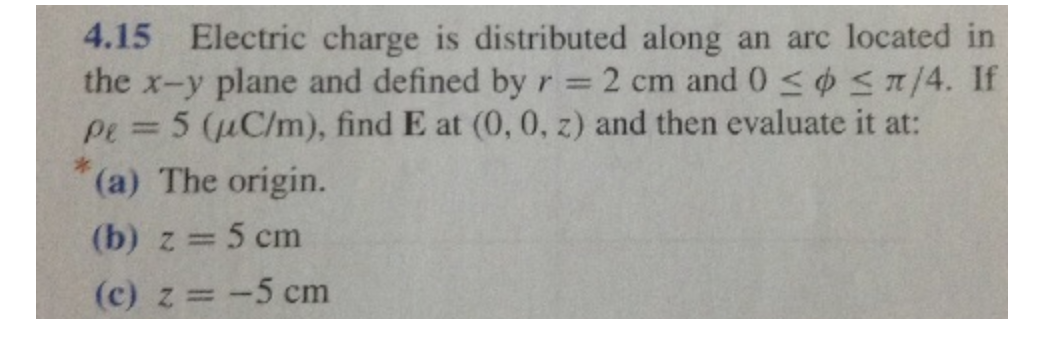Solved 4.15 Electric charge is distributed along an arc | Chegg.com
