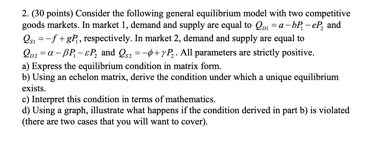 Solved = 2. (30 points) Consider the following general | Chegg.com