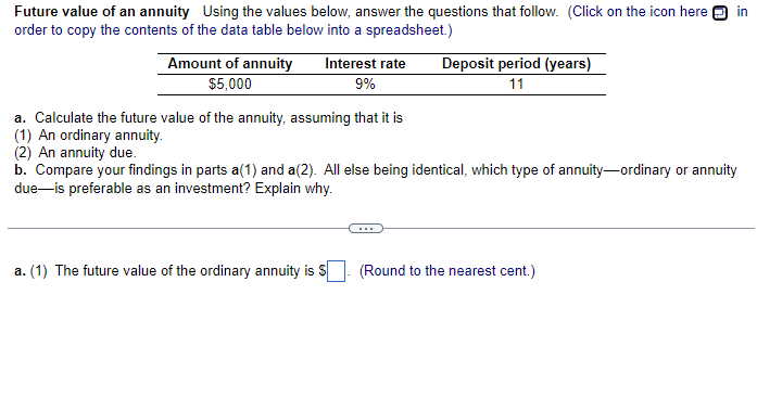 Solved Future value of an annuity Using the values below, | Chegg.com