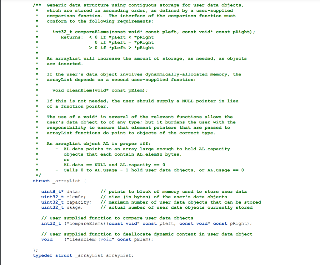 Solved /** Generic data structure using contiguous storage | Chegg.com