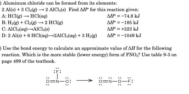 Solved Aluminum chloride can be formed from its elements: 2 | Chegg.com