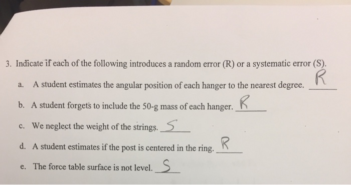 Solved Indicate if each of the following introduces a random | Chegg.com