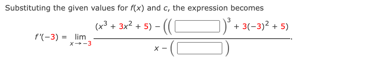Solved Substituting the given values for f(x) ﻿and c, ﻿the | Chegg.com