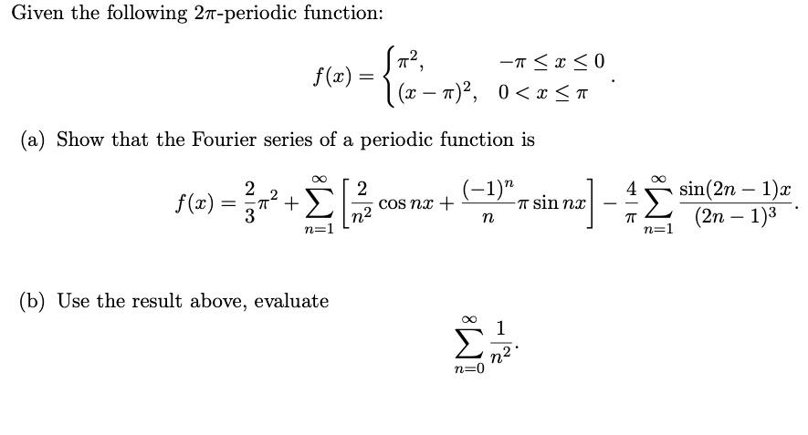 Solved Given the following 2-periodic function: f(x) = $12, | Chegg.com