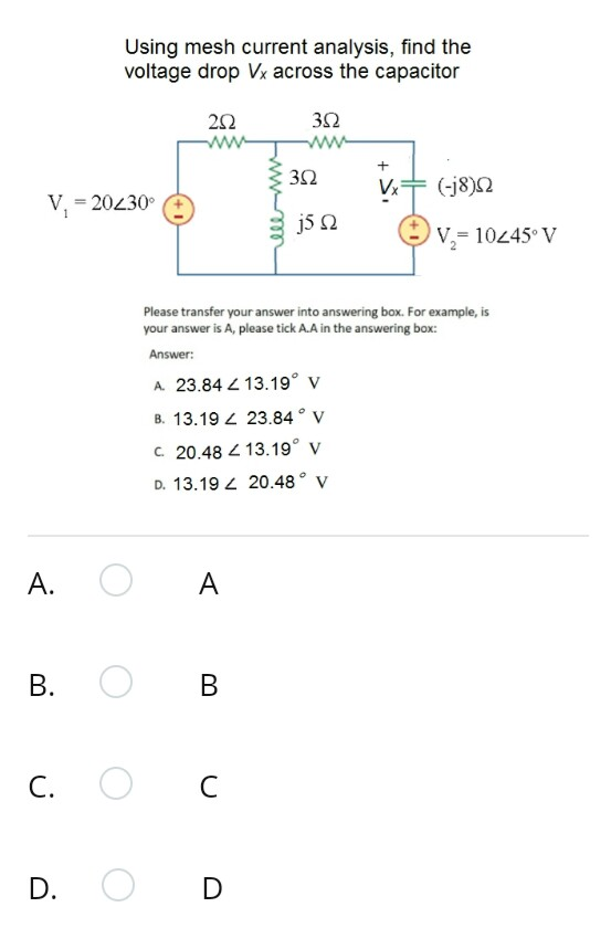 Using mesh current analysis, find the voltage drop Vx | Chegg.com