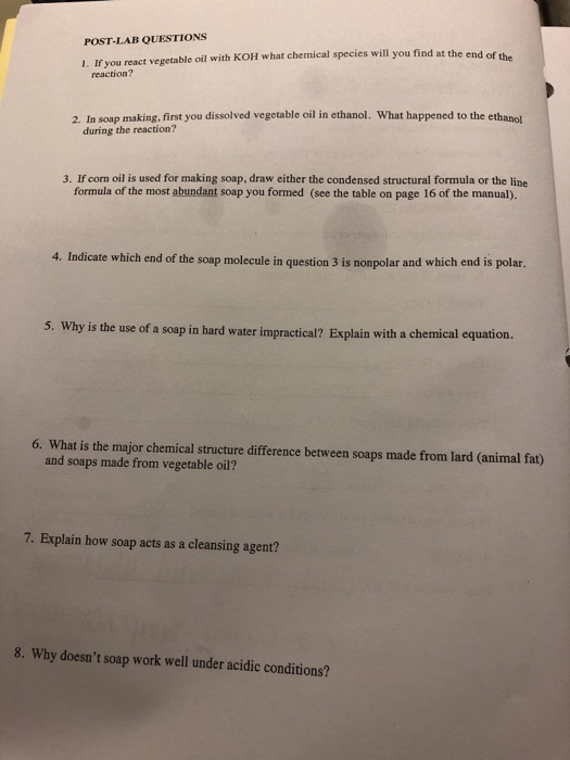 Solved POST-LAB QUESTIONS end of the 1. If you react | Chegg.com