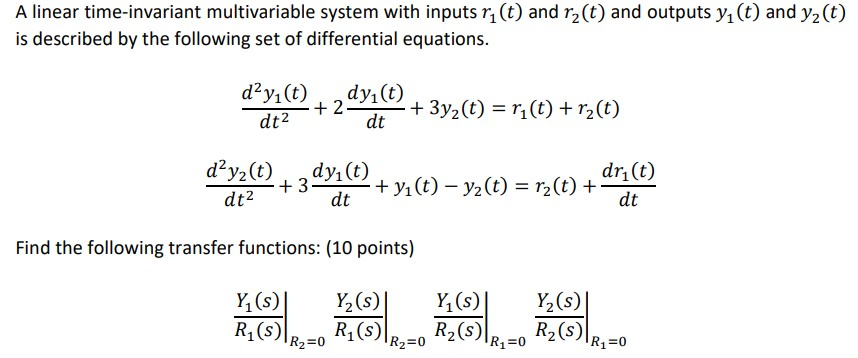 Solved A linear time-invariant multivariable system with | Chegg.com