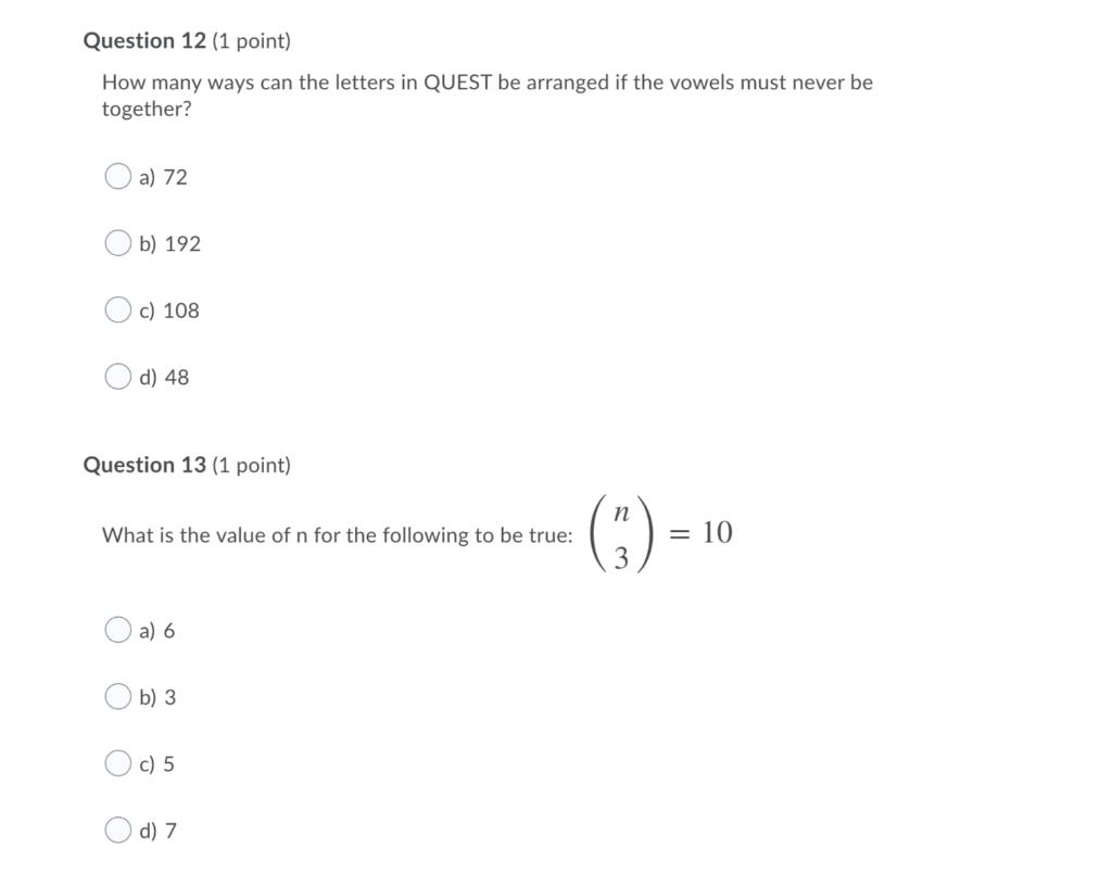 Solved Question 12 (1 point) How many ways can the letters | Chegg.com