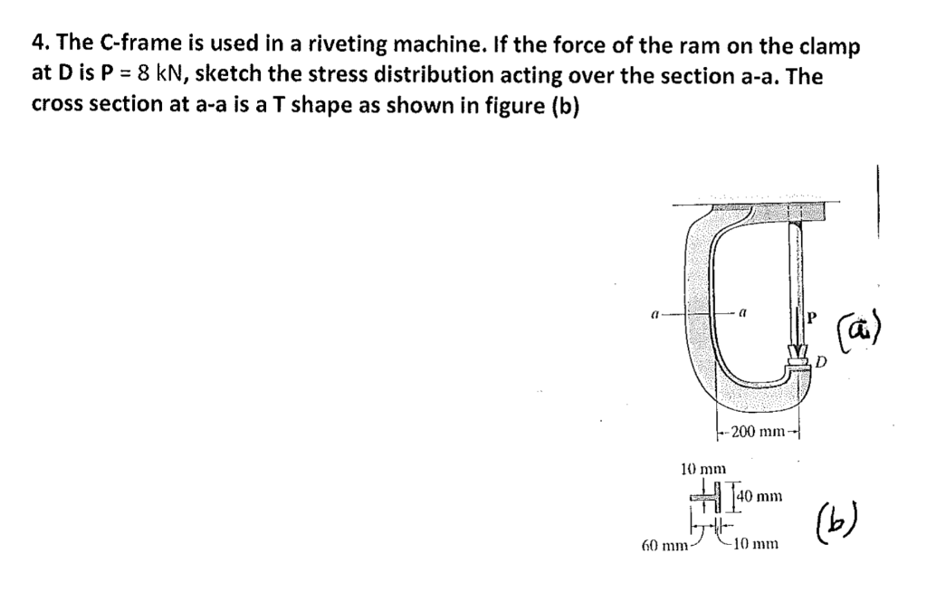 Solved 4. The C-frame is used in a riveting machine. If the | Chegg.com