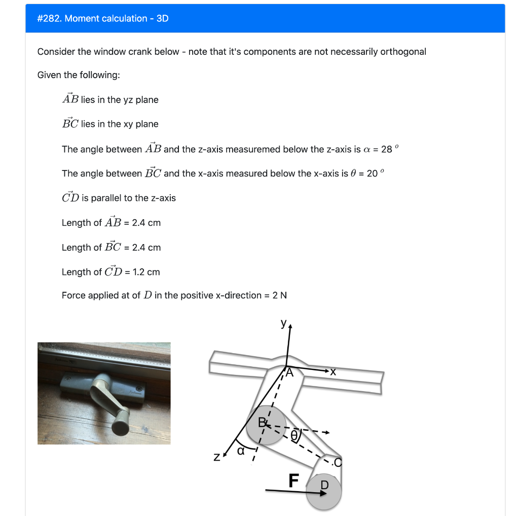 Solved #282. Moment calculation - 3D Consider the window | Chegg.com