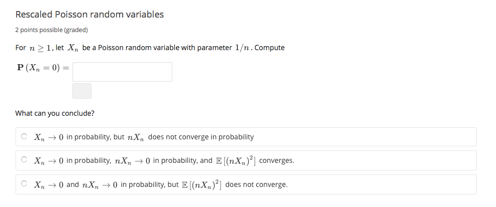 Solved Rescaled Poisson random variables 2 points possible | Chegg.com