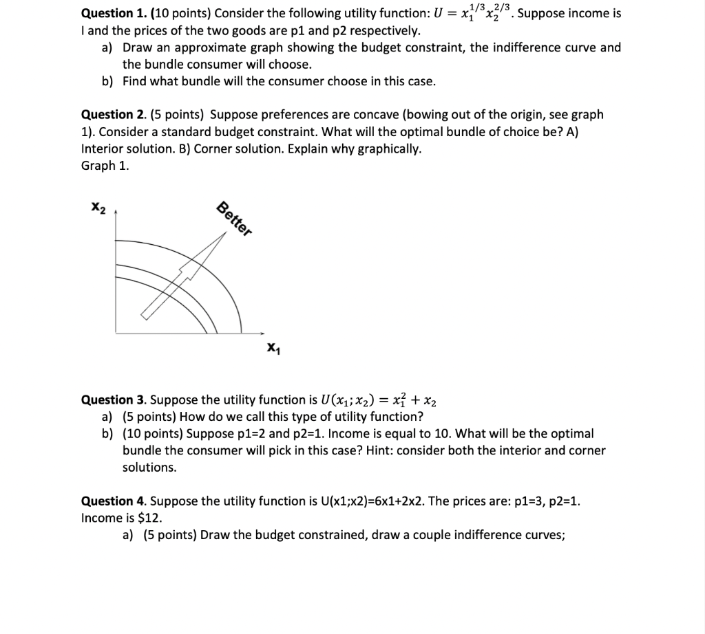 Question 1. (10 points) Consider the following | Chegg.com