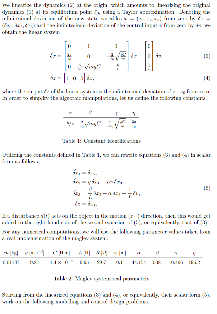 Solved (Magnetic Levitation System) The figures below depict | Chegg.com