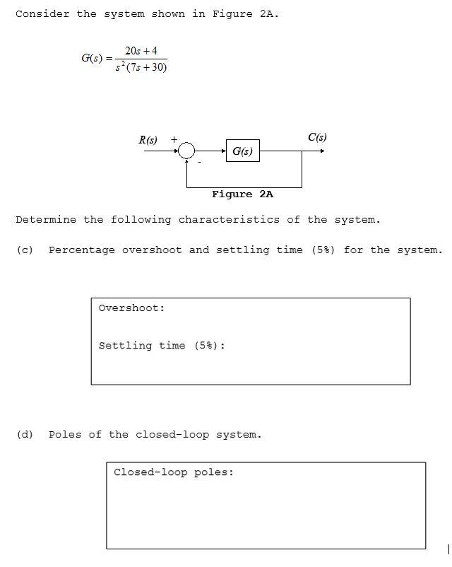 Solved Consider the system shown in Figure 2A. 20s +4 s? (75 | Chegg.com