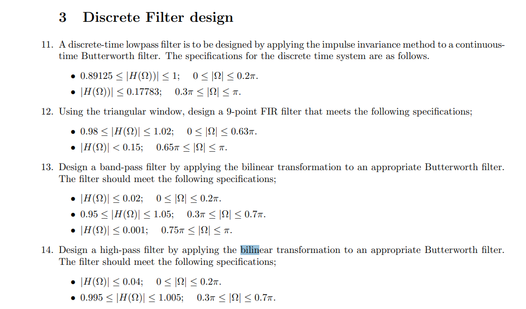 Solved 3 ﻿Discrete Filter designA discrete-time lowpass | Chegg.com